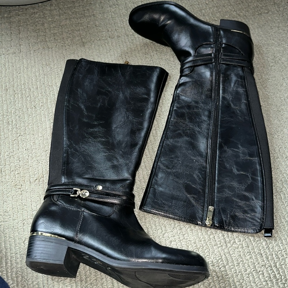 Liz Claiborne 9.5 Wide Calf Black Riding Boot - Gem